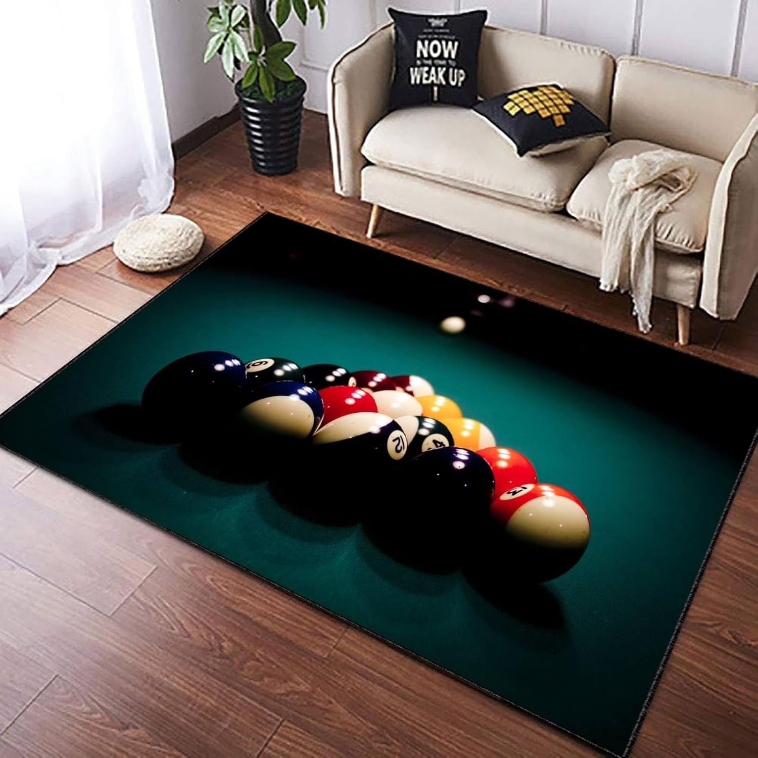 Billiard Balls Area Rugs, Sport Themed Printed Rug, Non-Slip Machine ...