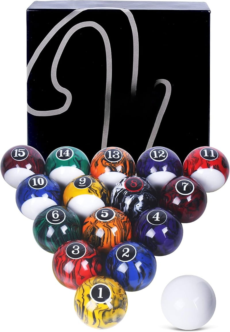 Billiard Balls Set Pool Table Balls Marble-Swirl Style 16 Ball Set ...