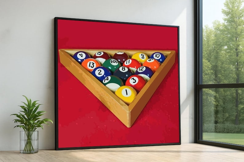 Billiard Balls Triangle Rack Canvas, Pool Table Art Print, Game Room ...