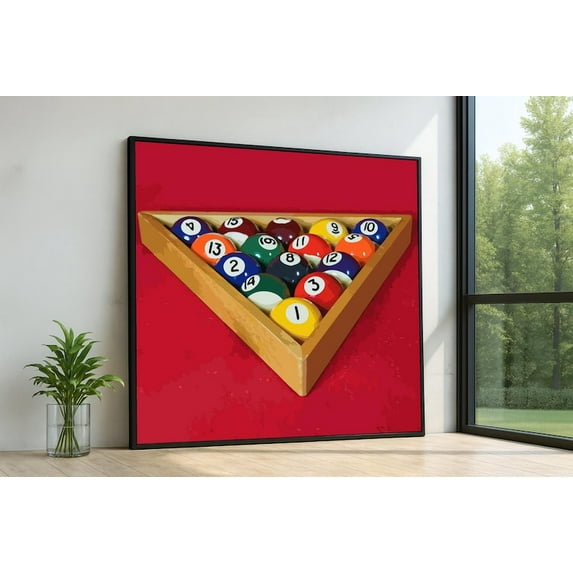 Billiard Balls Triangle Rack Canvas, Pool Table Art Print, Game Room ...
