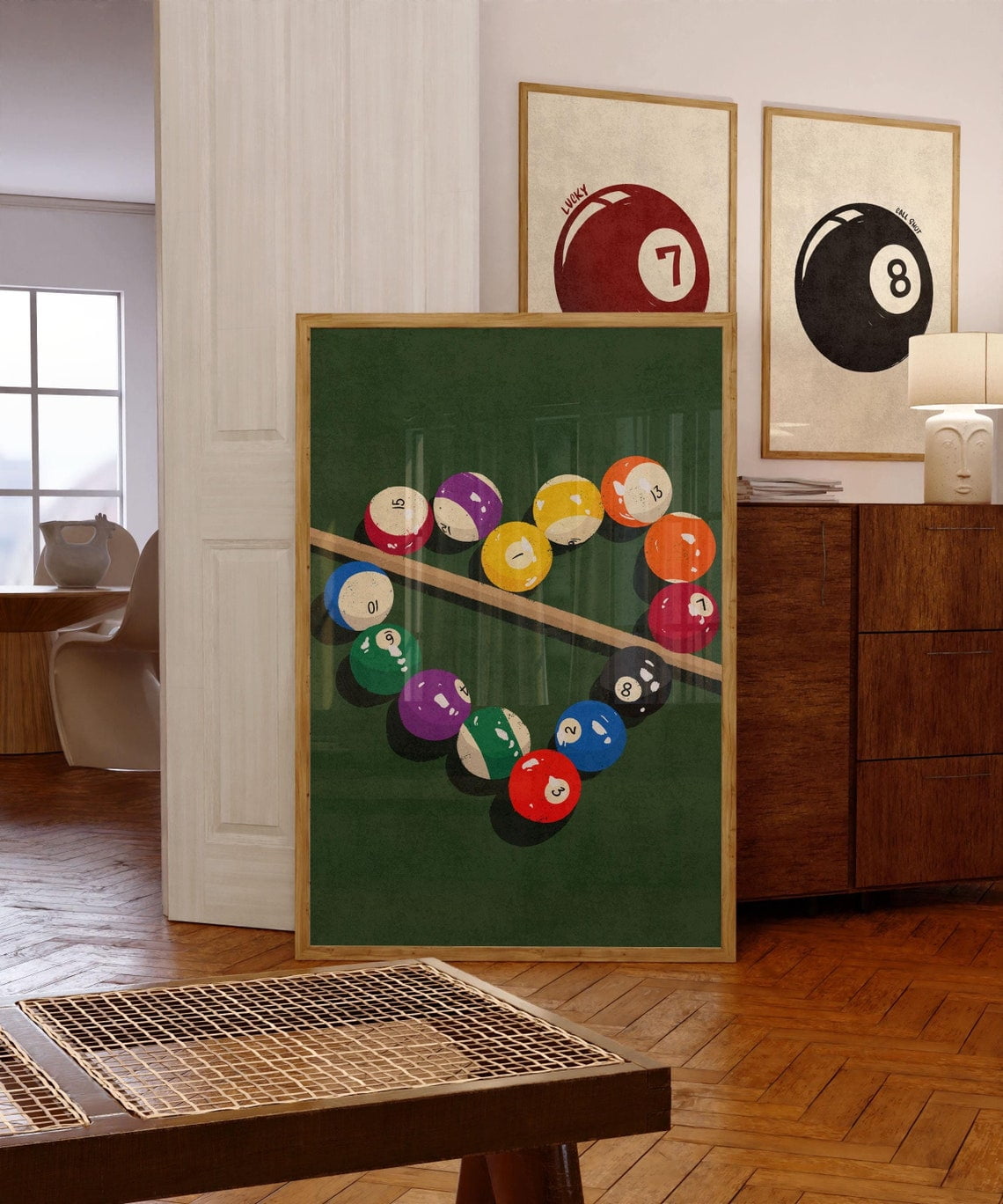 Billiard Balls Wall Art, Vintage Pool Table Decor, 8 Ball Room Print ...