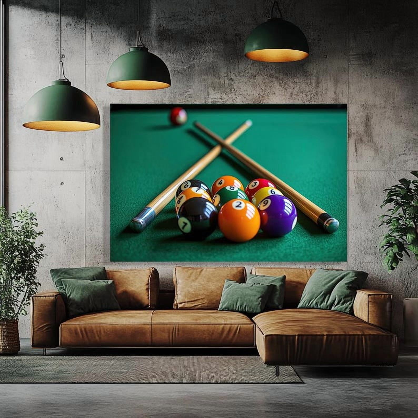 Billiard Balls and Cues Canvas Print | Pool Table Close-up Art, Vibrant ...