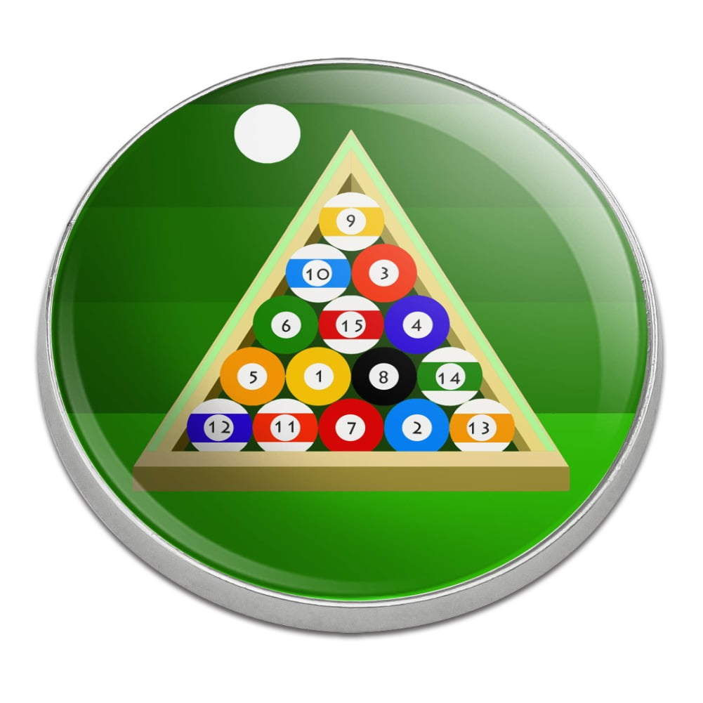 Billiard Balls and Triangle Pool Table Golfing Premium Metal Golf Ball ...