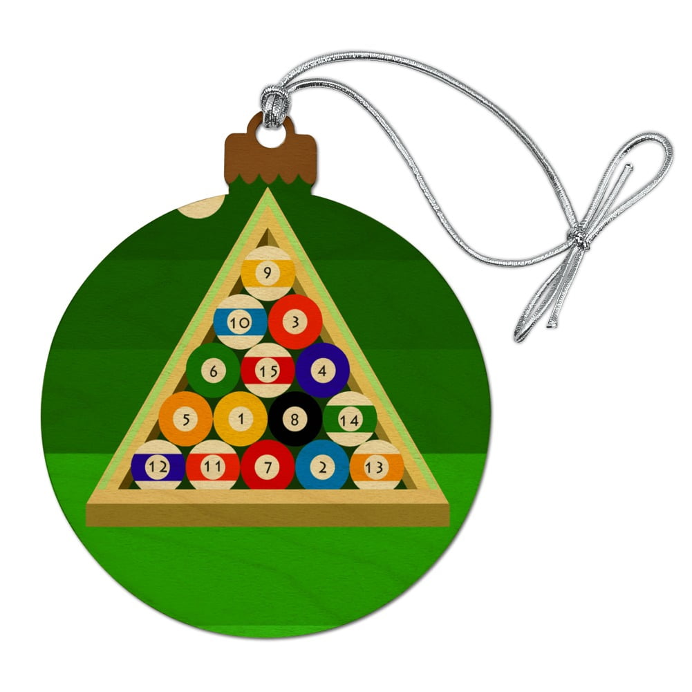 Billiard Balls and Triangle Pool Table Wood Christmas Tree Holiday ...