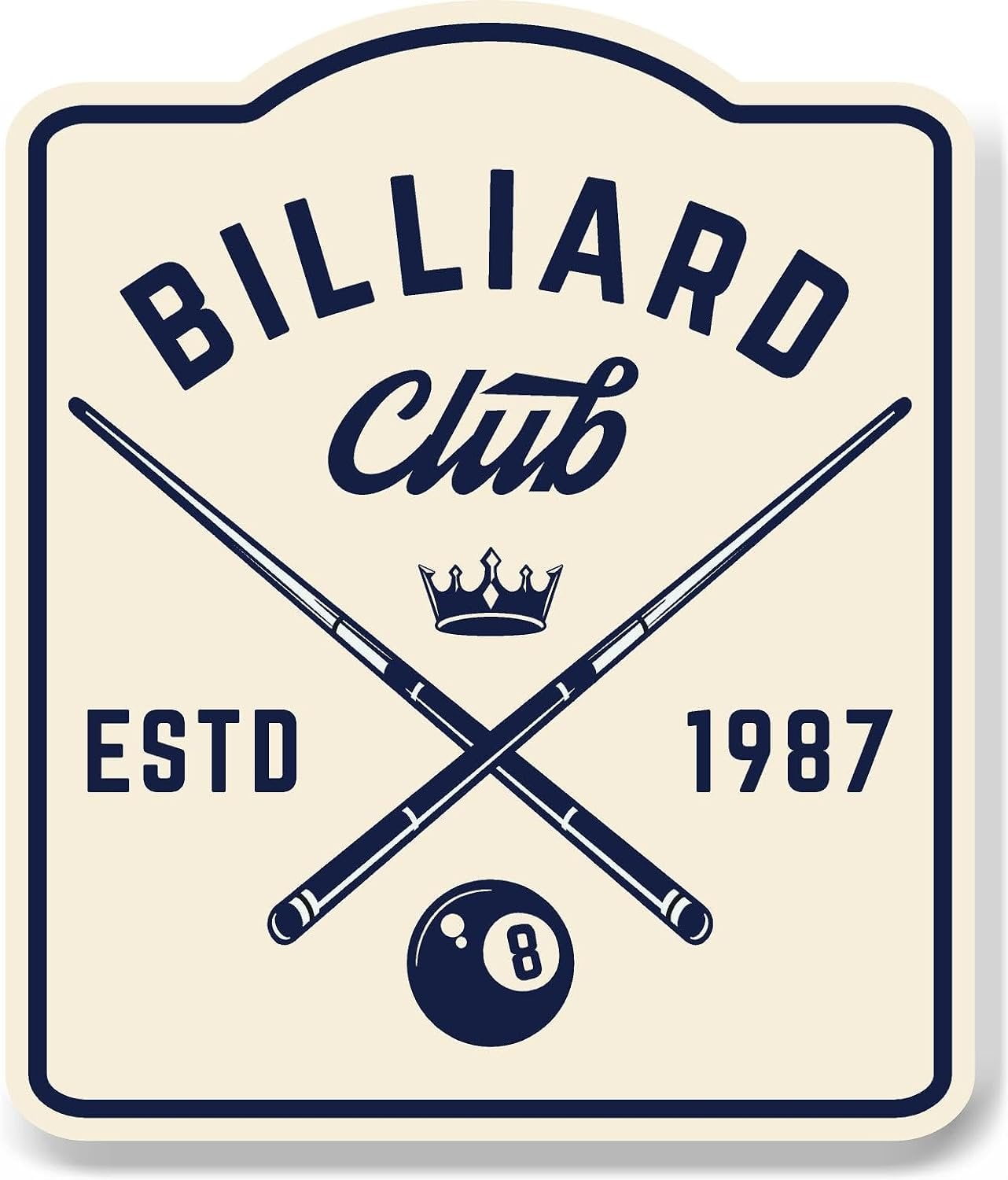 Billiard Club Pool Room Rec Game Tan Navy BLACK Aluminum Composite Sign ...