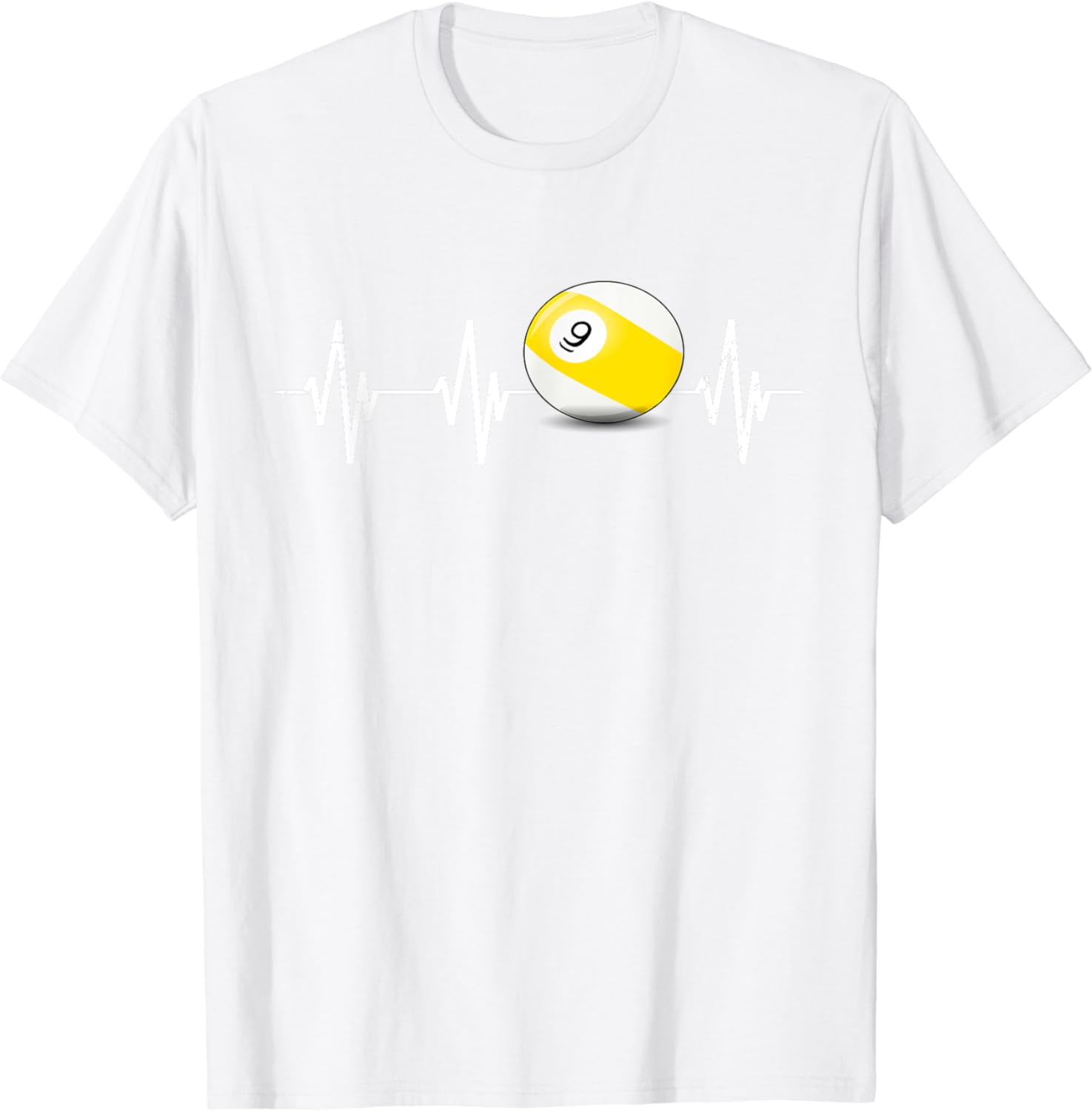 Billiard Heartbeat Pool 9 Ball Billiard Ball Heart Line T-Shirt ...