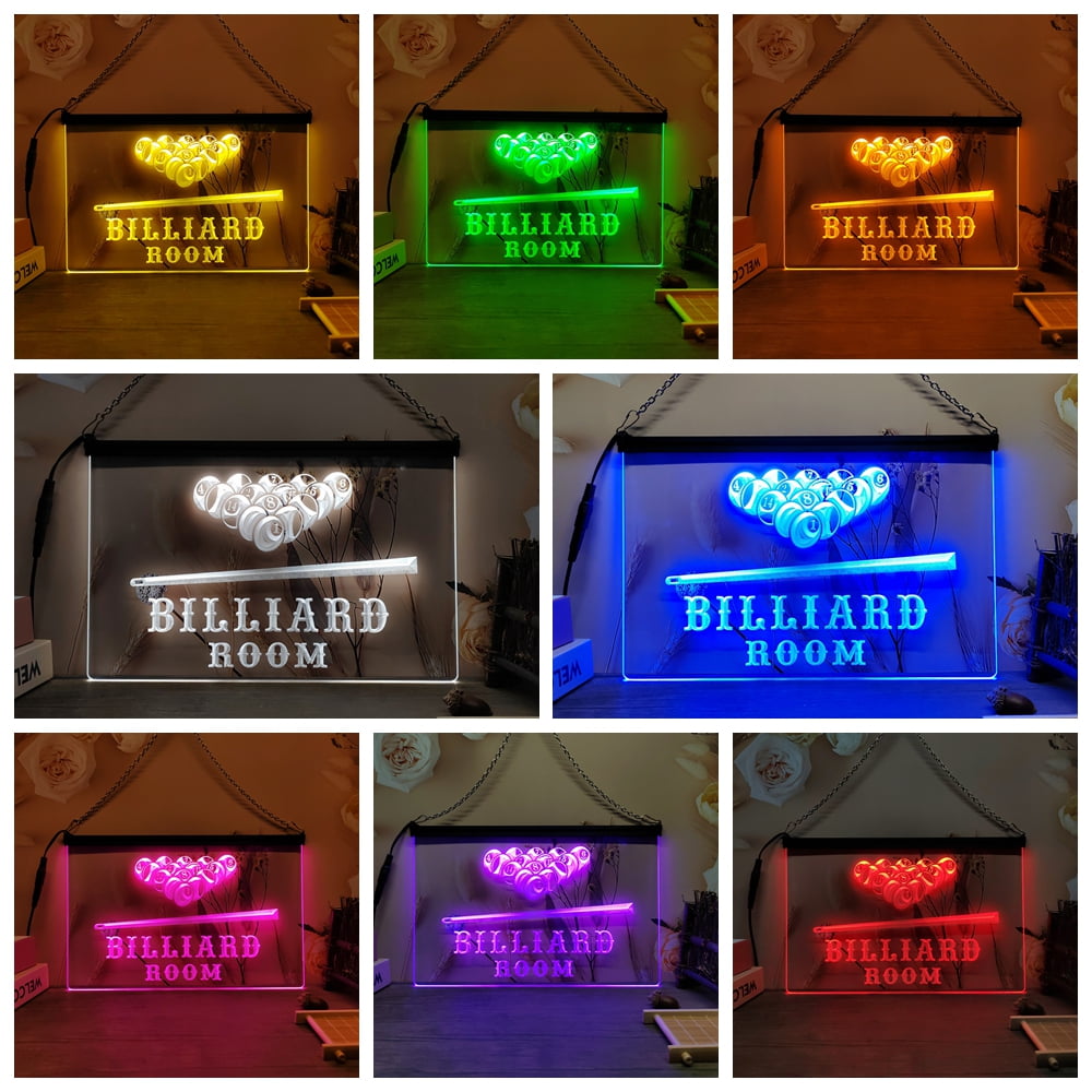 Billiard Pool Room Bar Beer Vintage LED Neon Sign-Posters,3DCarving ...