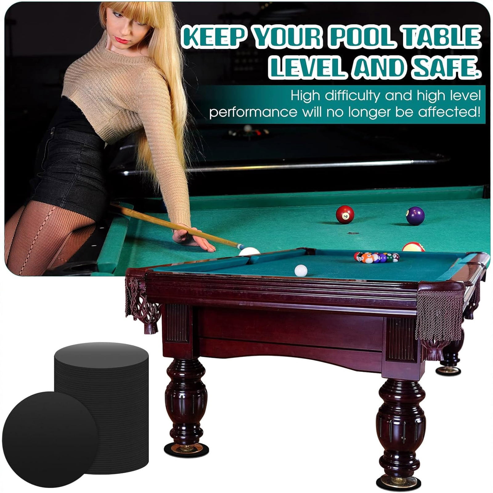 Billiard Pool Table Leg Shims, 3" Diameter Rubber Pool Table Leveling ...