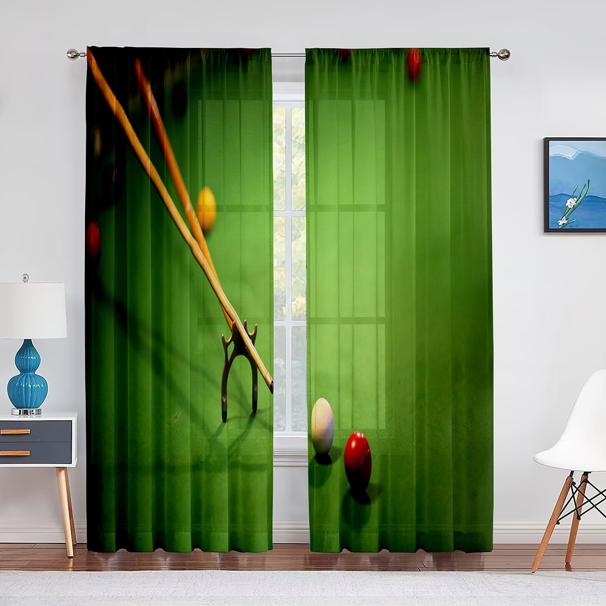 Billiard Print Curtains Semi-blackout Curtains for Bedroom Living Room ...