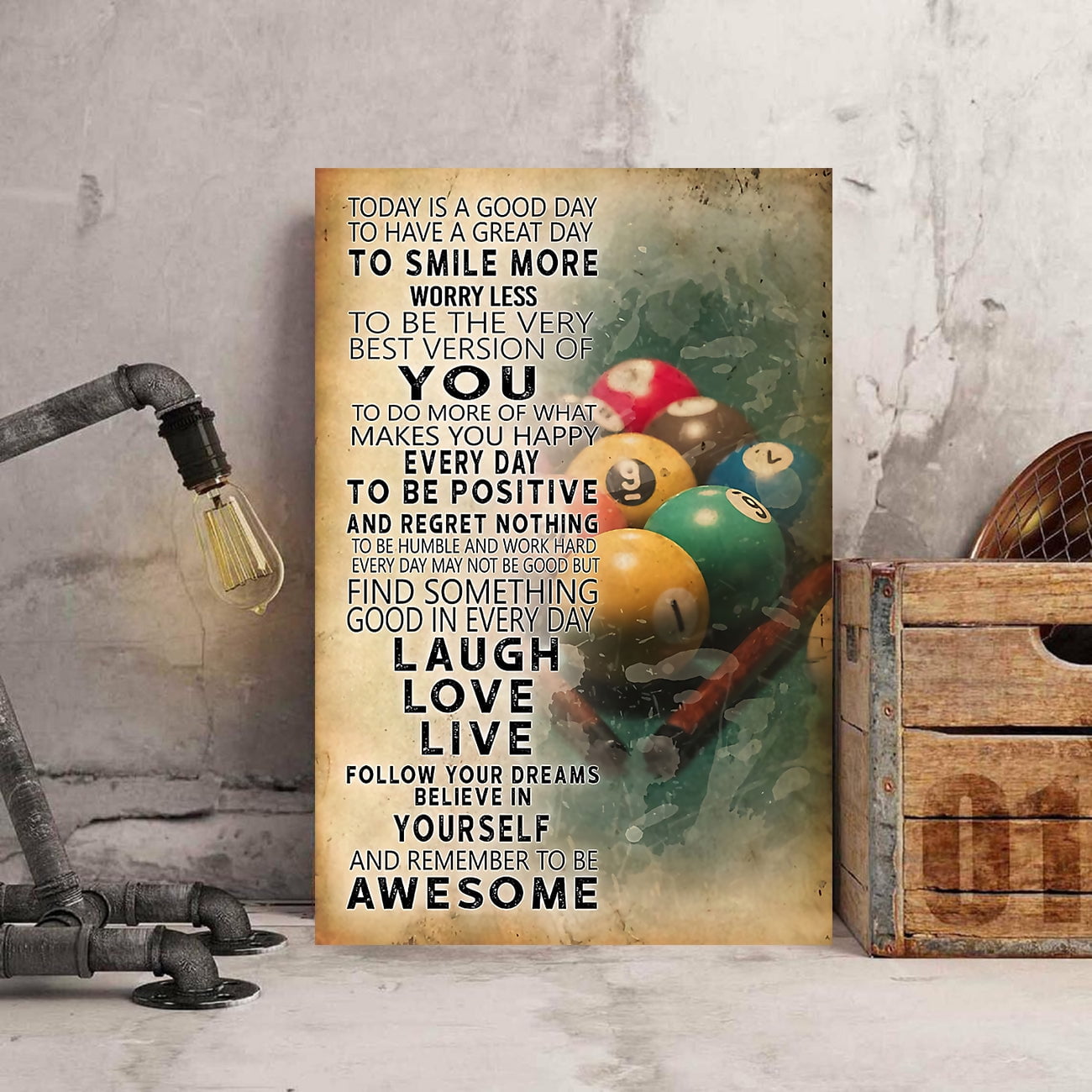 Billiard Print Today Is A Good Day Poster Billiard Poster Gift for ...