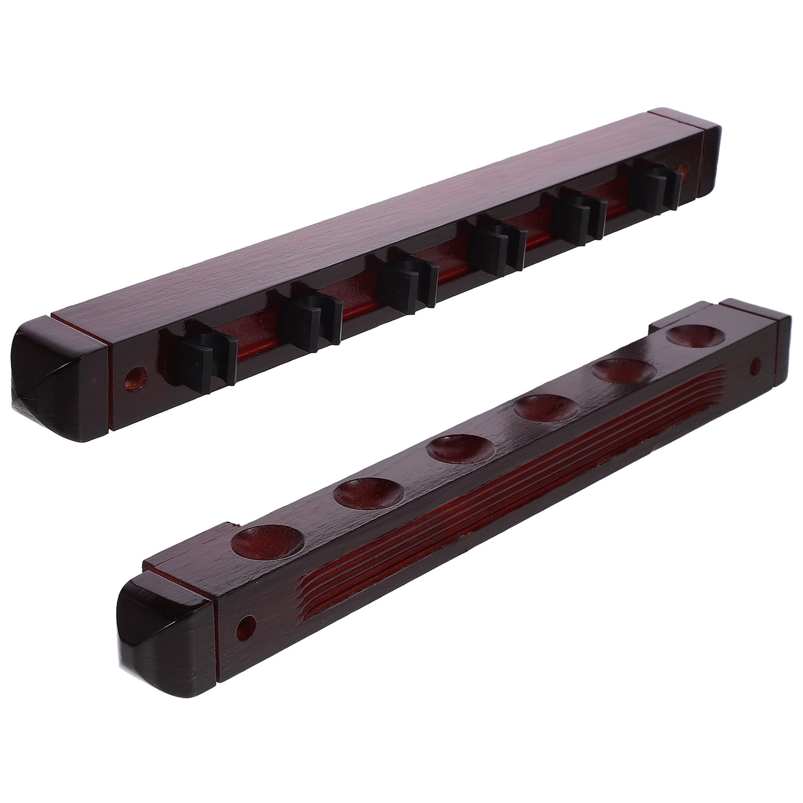 Raindrops Wood Pool Cue Rack with Dark Brown Finish for Home Wall Mount ...