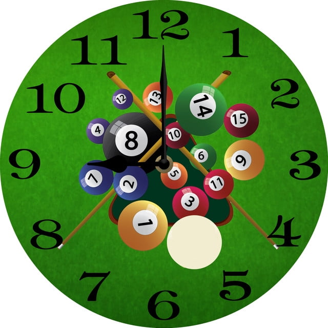 Billiard Room Decor Billiards Wall Clock Billiards Pool Ball Clock 10 ...