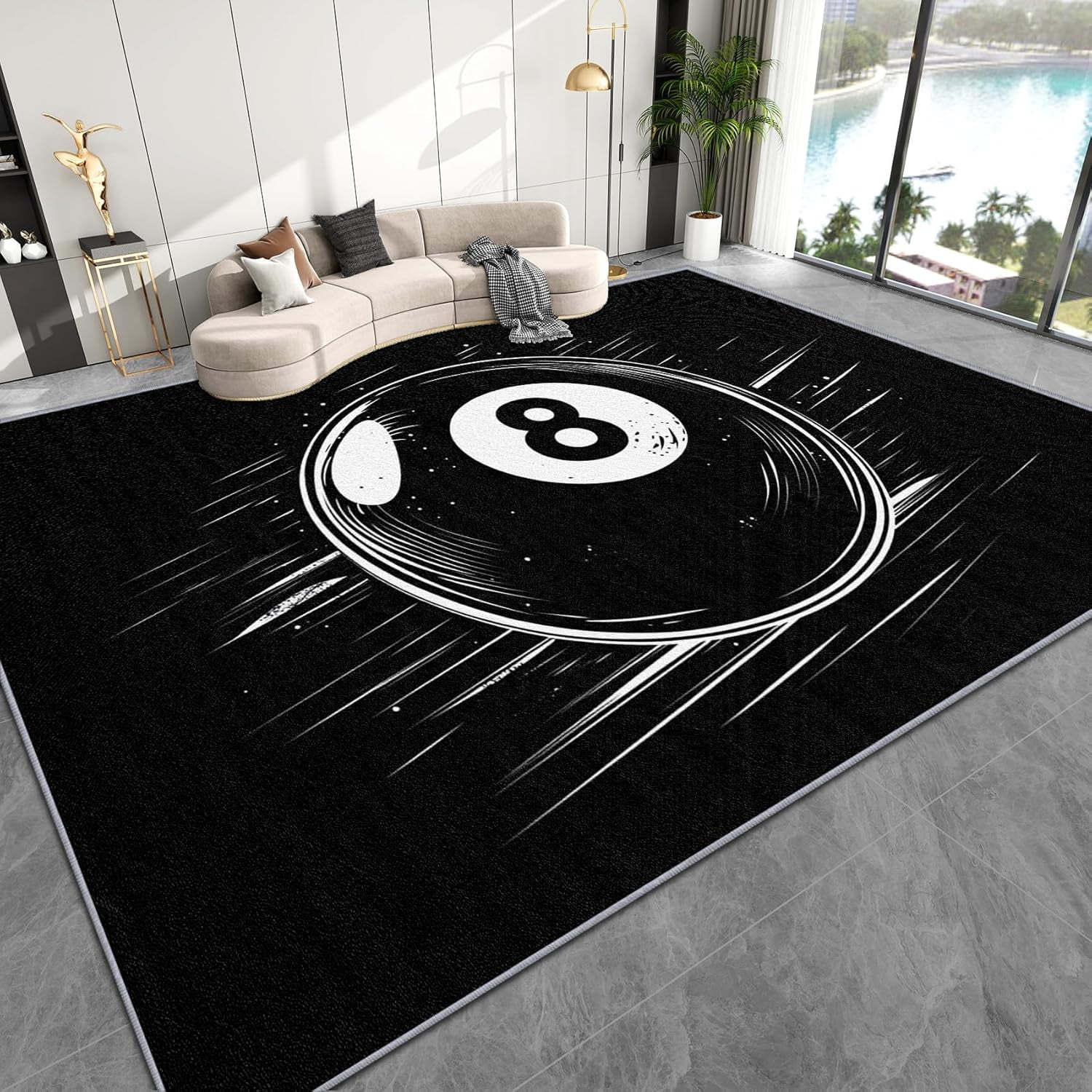 Billiard Rugs for Pool Room - Billiard Rug, Black 8 Ball Sports ...