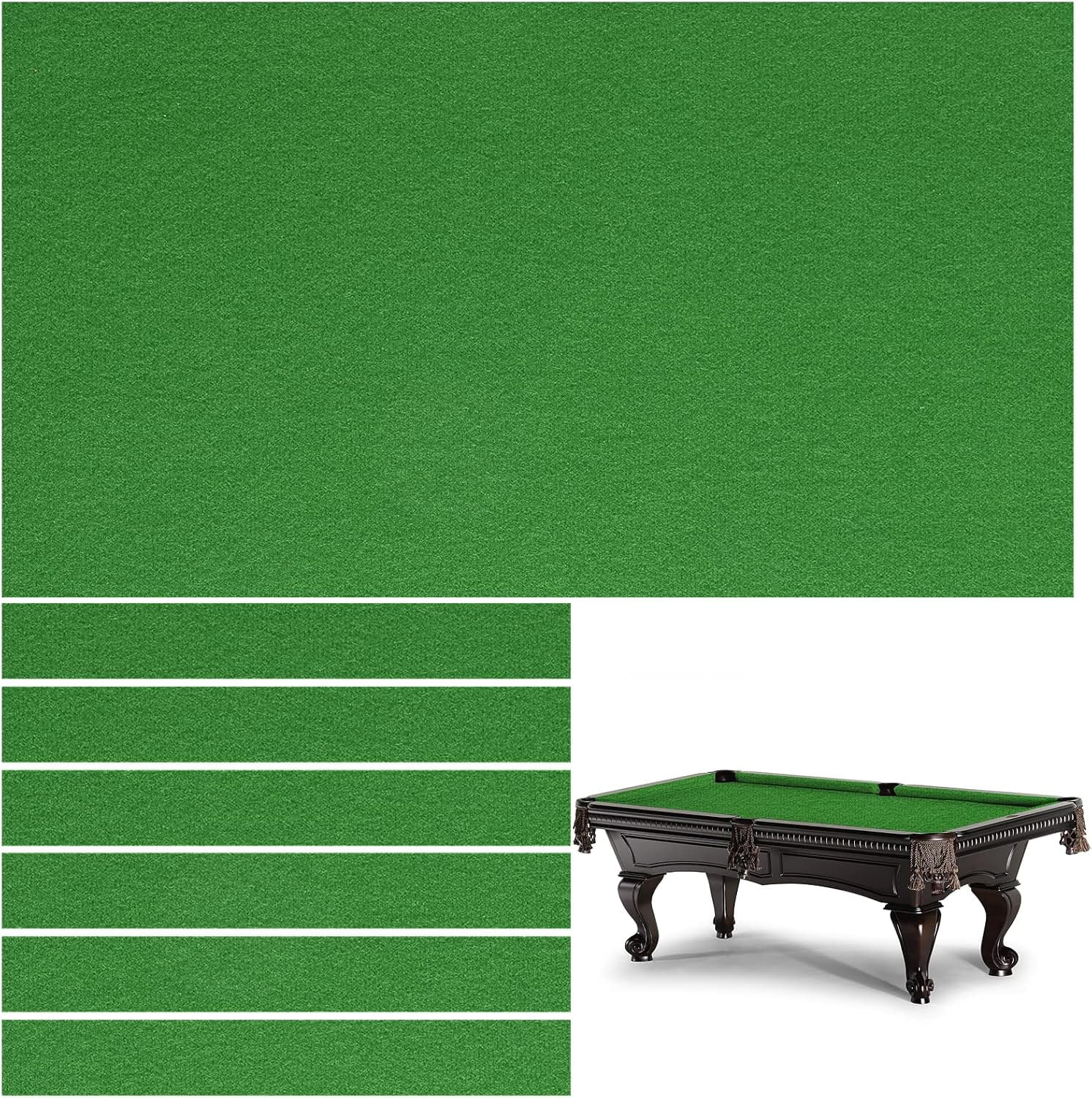 Billiard Tablecloth, 8.5 Ft Pool Felt Cloth With 6 Cloth Strips, for 8 ...