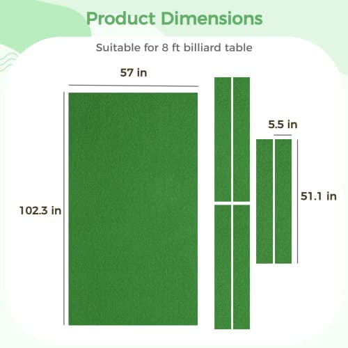 Billiard Tablecloth, 8.5 Ft Pool Felt Cloth With 6 Cloth Strips, for 8 ...