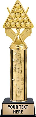 Billiard Trophy, 11" Gold Stars Billiards Trophy Award, Customize Now ...