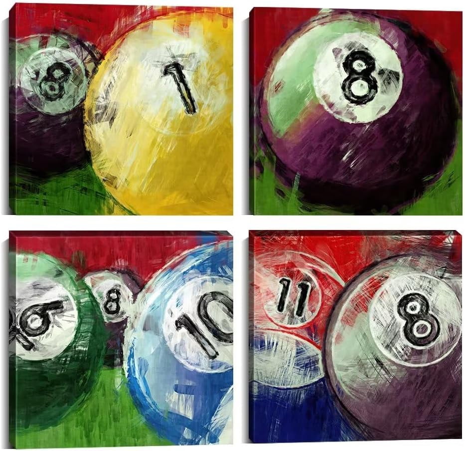 Billiard Wall Art Oil Billiard Wall Decor Colorful Canvas Pictures ...