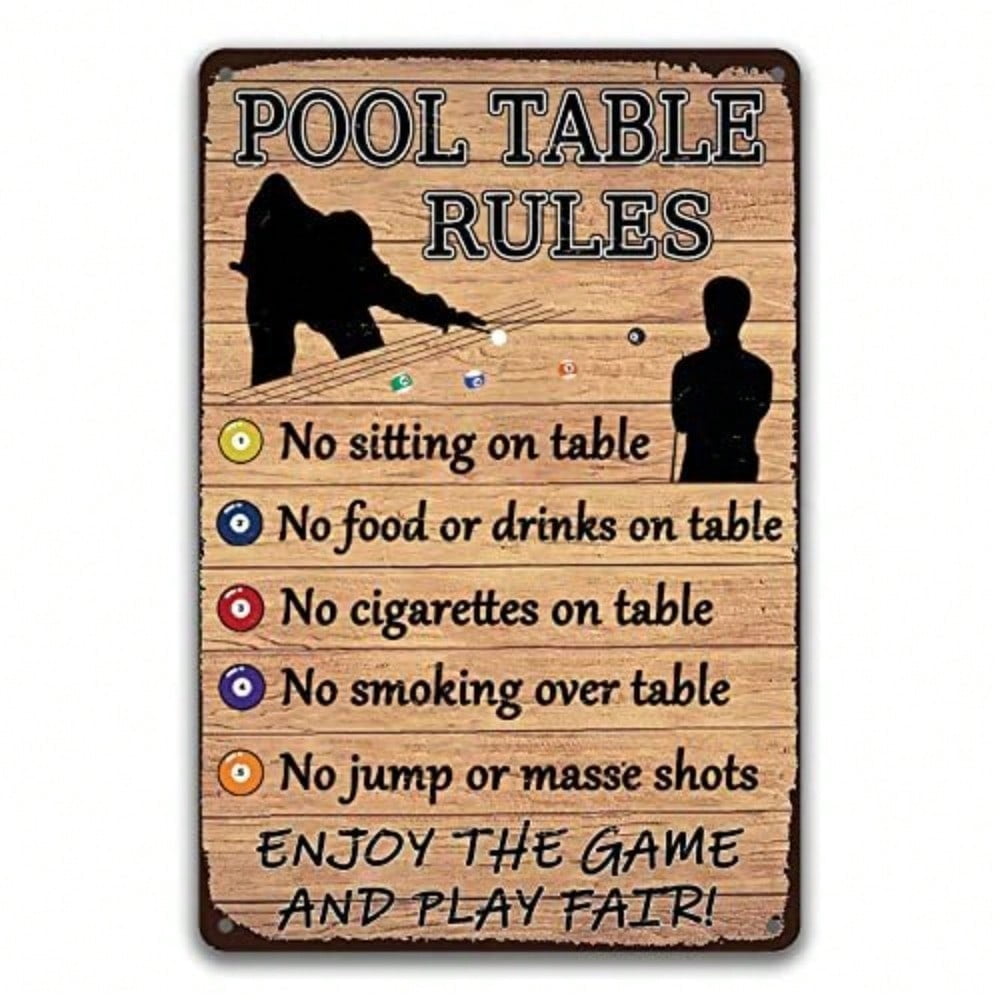 Billiard Wall Decor For Pool Table Room Rules Tin Sign Billiard Room Yellow - Walmart.com
