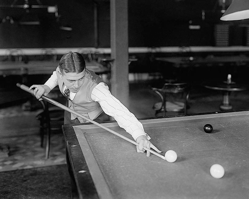 Billiard Willie Hoppe Playing Pool Style - A - 24x36 Inch Laminated ...