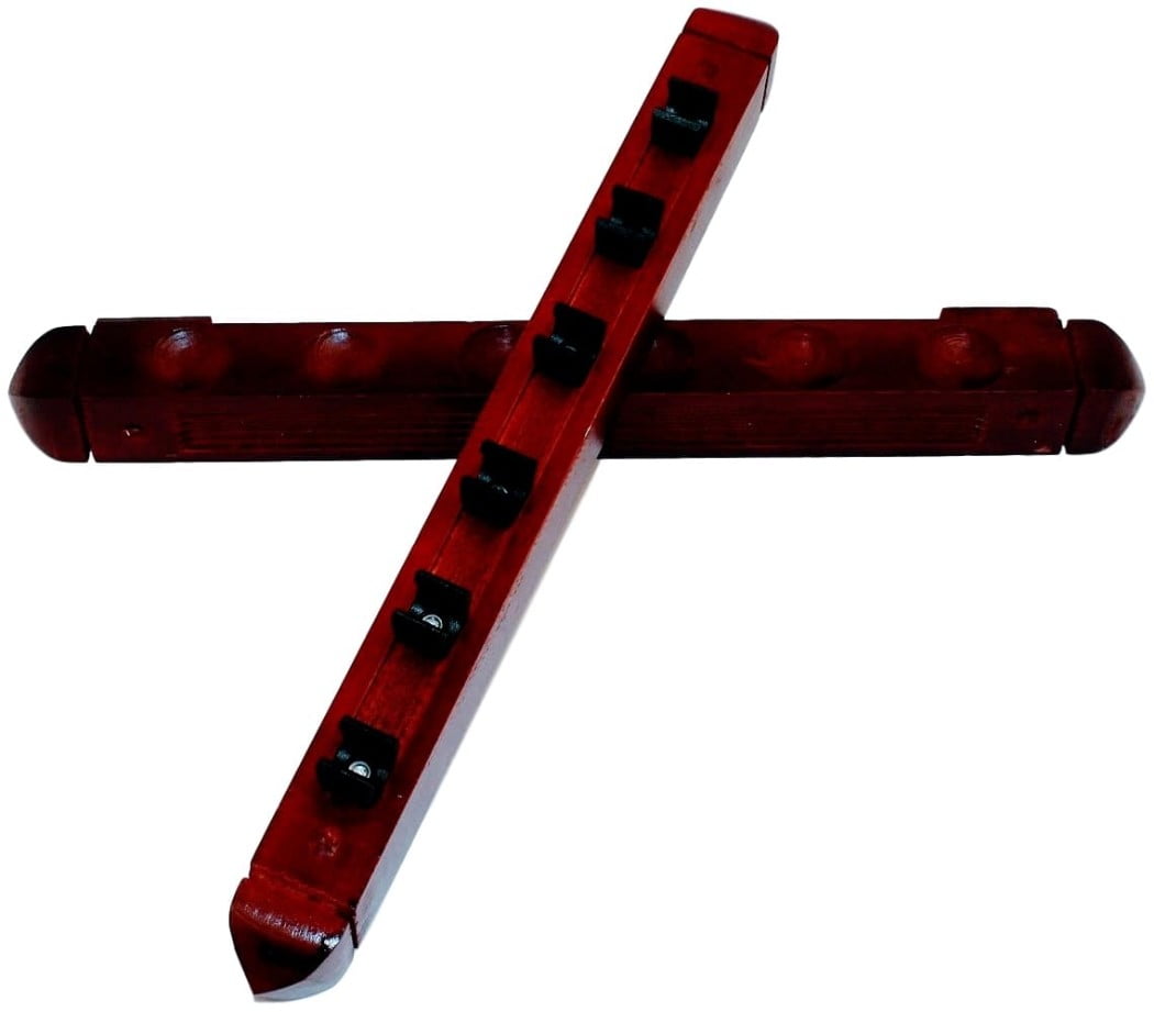 Billiard wood pool table wall rack holder mount for 6 cue sticks ...