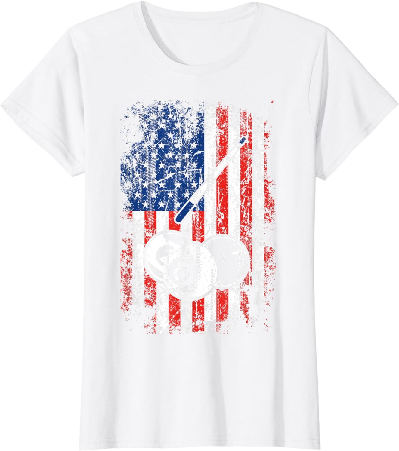 Billiards American Flag Cue Pool Balls Billiard Player T-Shirt ...