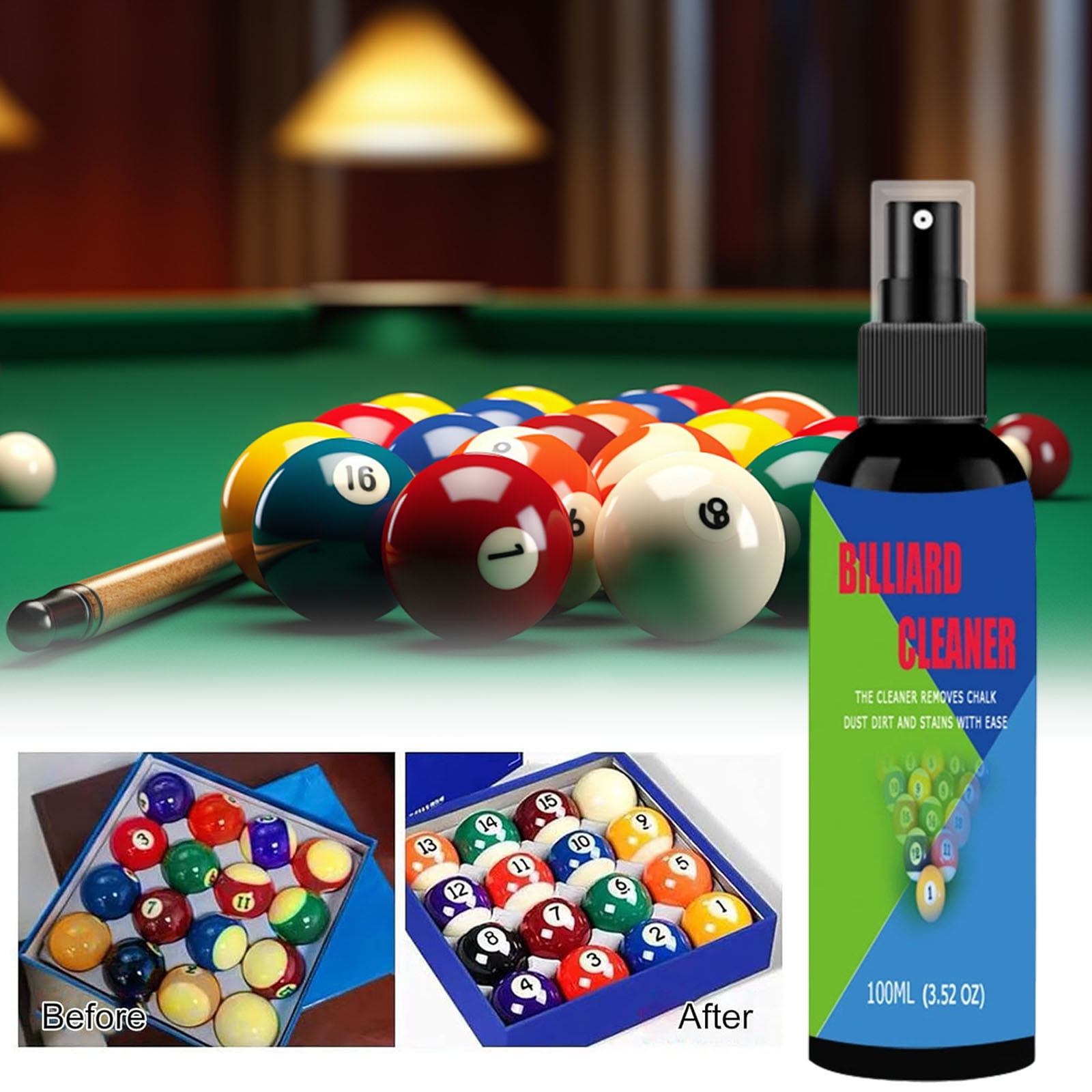 Billiards Ball Cleaner Polish Spray 100ml | Pool Ball Restorer ...
