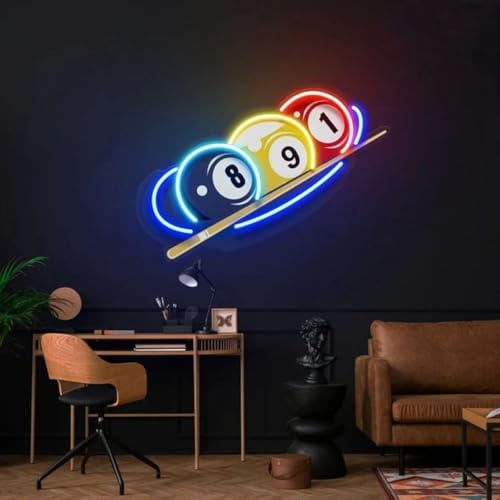 Billiards Ball Neon Signs for Wall Decor Billiards Led Light Sign Usb ...