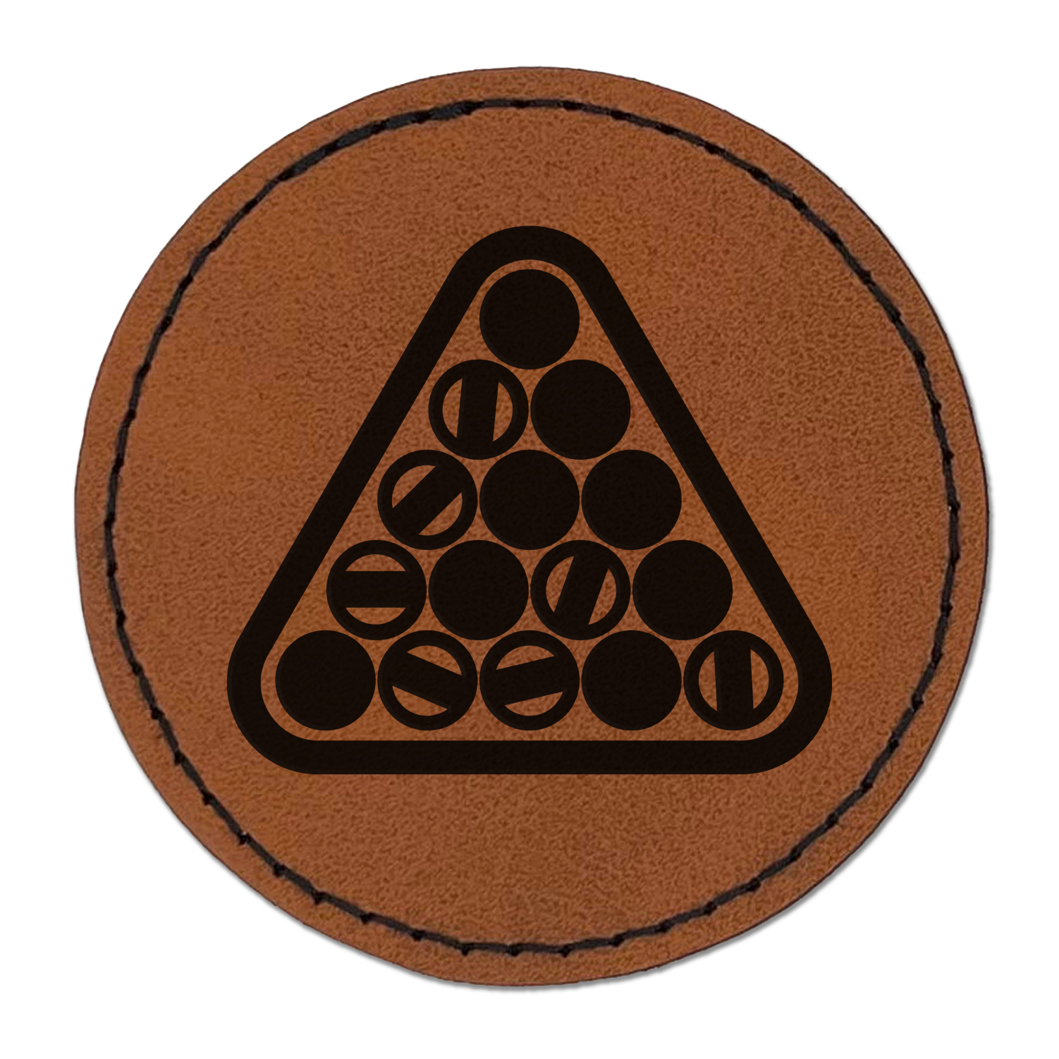 Billiards Balls Pool Table 2.5" Faux Leather Round Engraved Iron-On ...