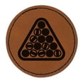 Billiards Balls Pool Table 2.5" Faux Leather Round Engraved Iron-On ...