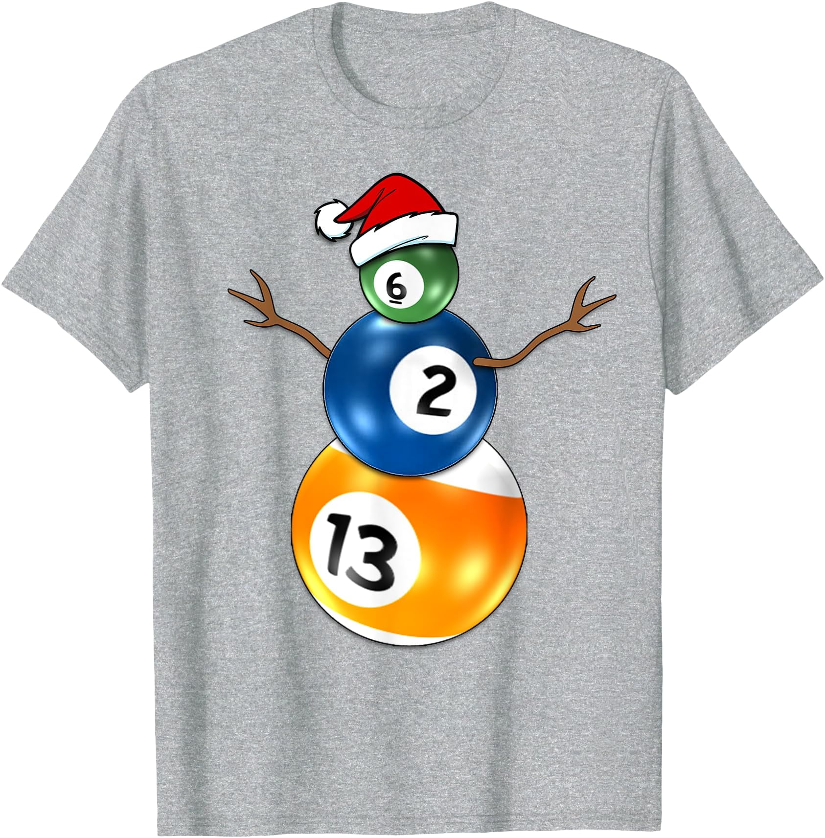Billiards Christmas Snowman with Pool Table Balls T-Shirt,Maroon color ...
