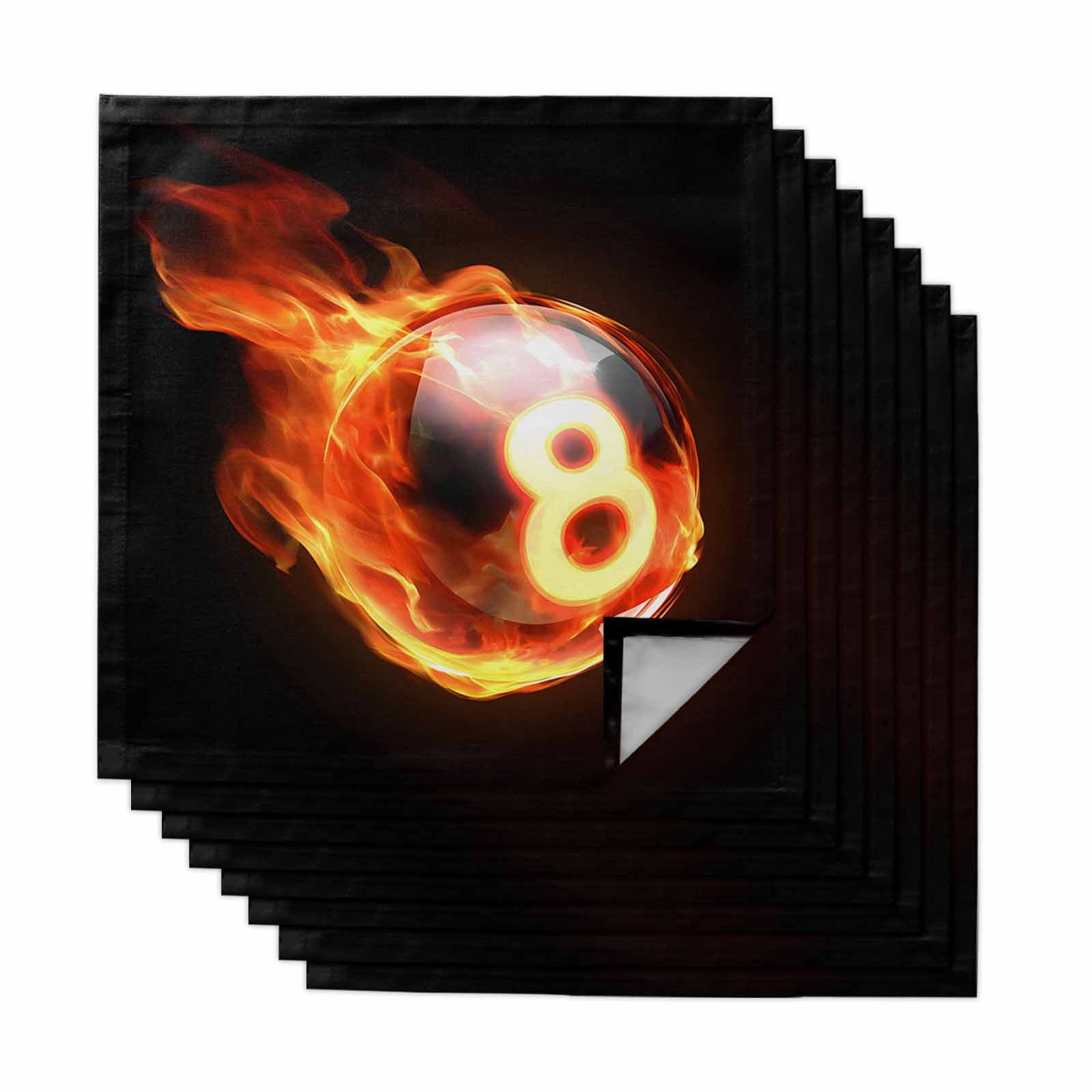 Billiards Cloth Napkins, Modern Buruning Flame Sport Black Background ...