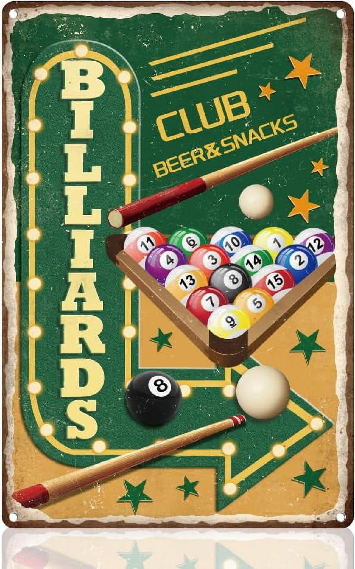 Billiards Club Metal Signs Home Decor Billiards Side Pocket Tin Poster ...