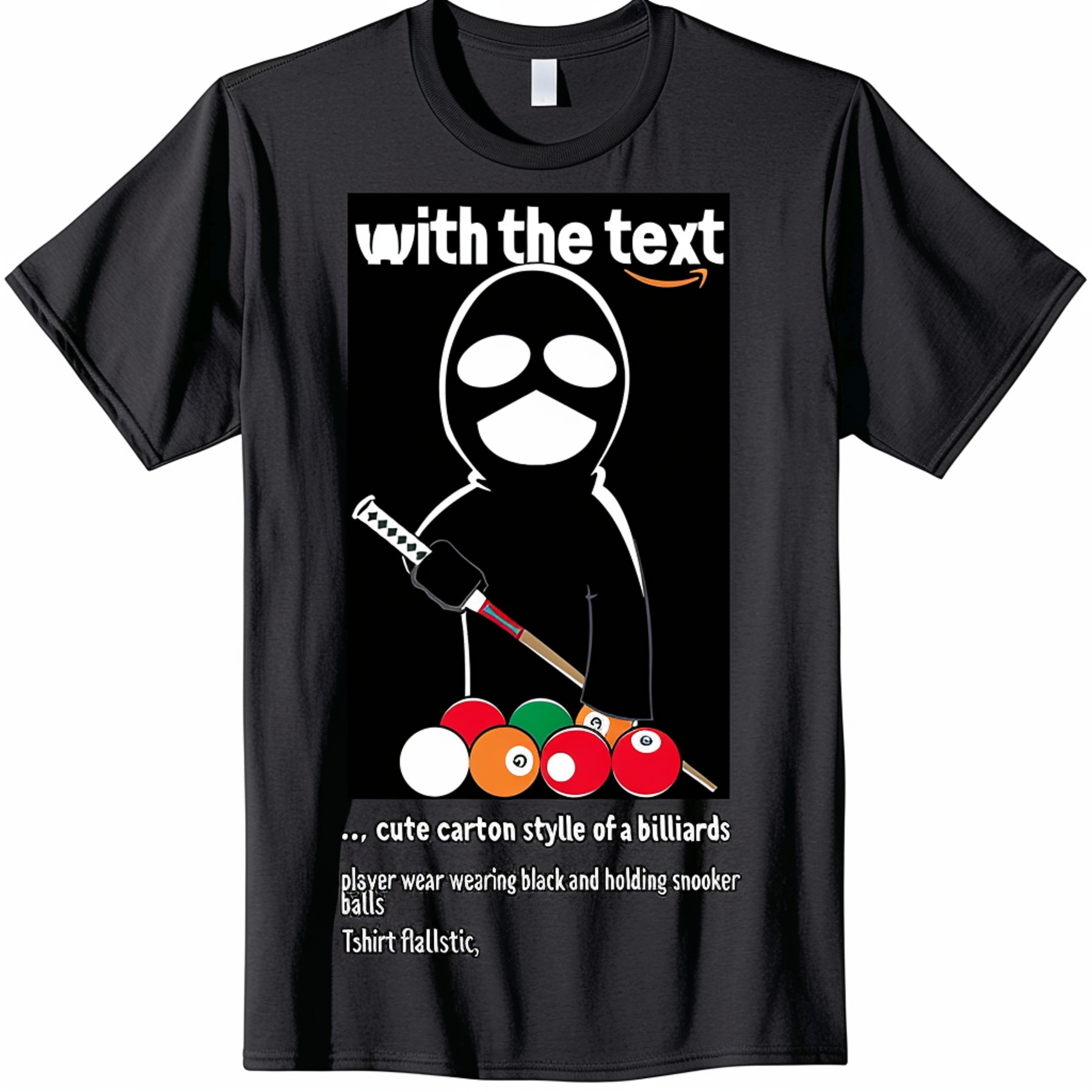 Billiards : Cute Cartoon Pool Player TShirt in Ultra Realistic Design ...