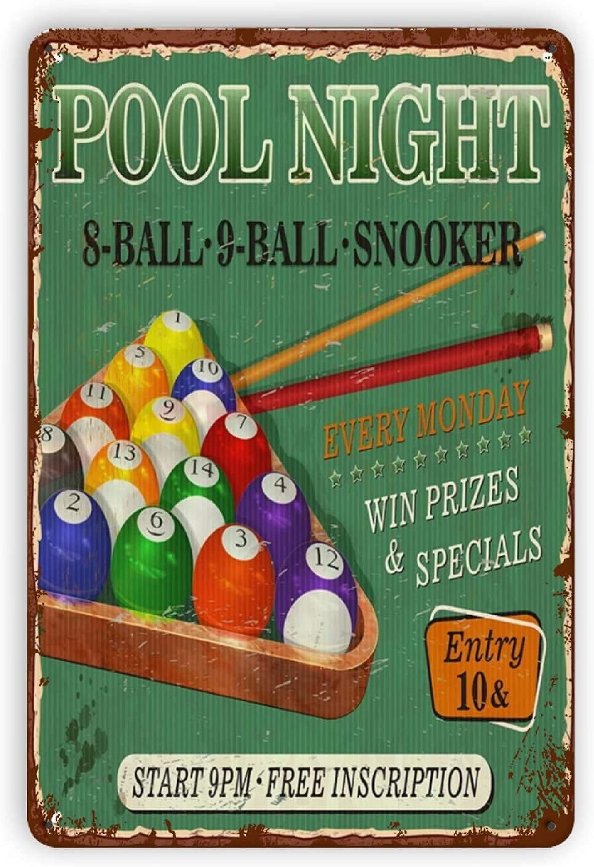 Billiards Fans Metal Signs Home Decor Billiards Side Pocket Tin Poster ...