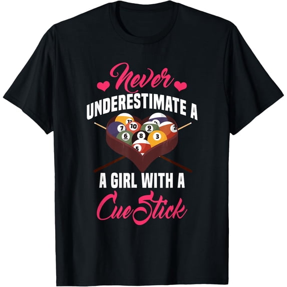 Billiards Girl Player Table Snooker Pyramid Billiard Stick T-Shirt ...