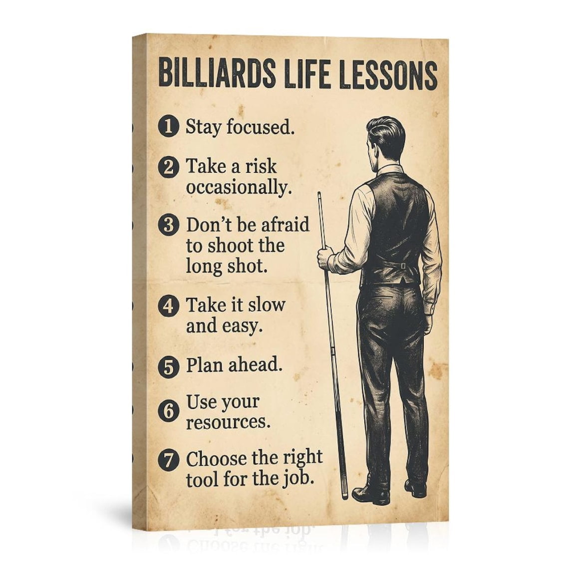 Billiards Life Lessons Vintage Retro Pool Player Sports Motivation ...