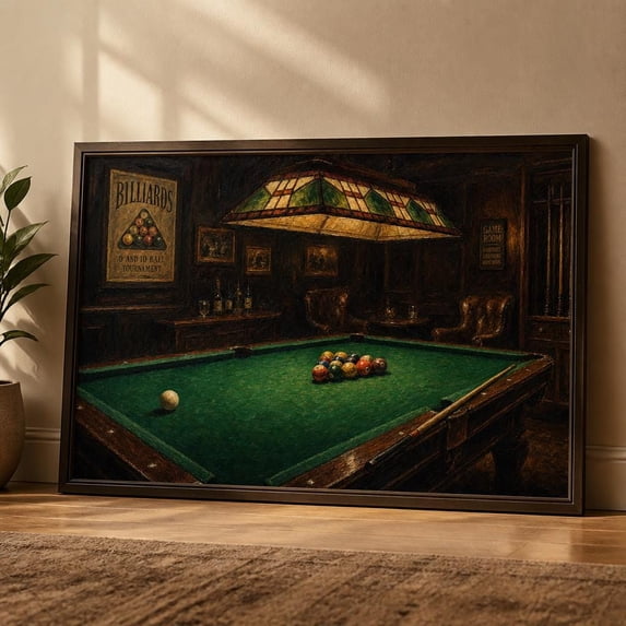 Billiards Oil Pool Table Game Room Man Cave Horizontal Bar For Him ...