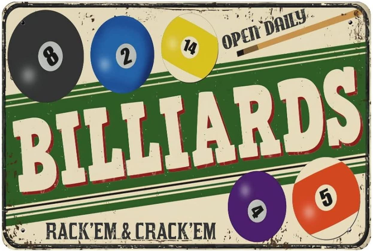 Billiards Open Daily Metal Tin Signs Snooker Pool Retro Posters ...