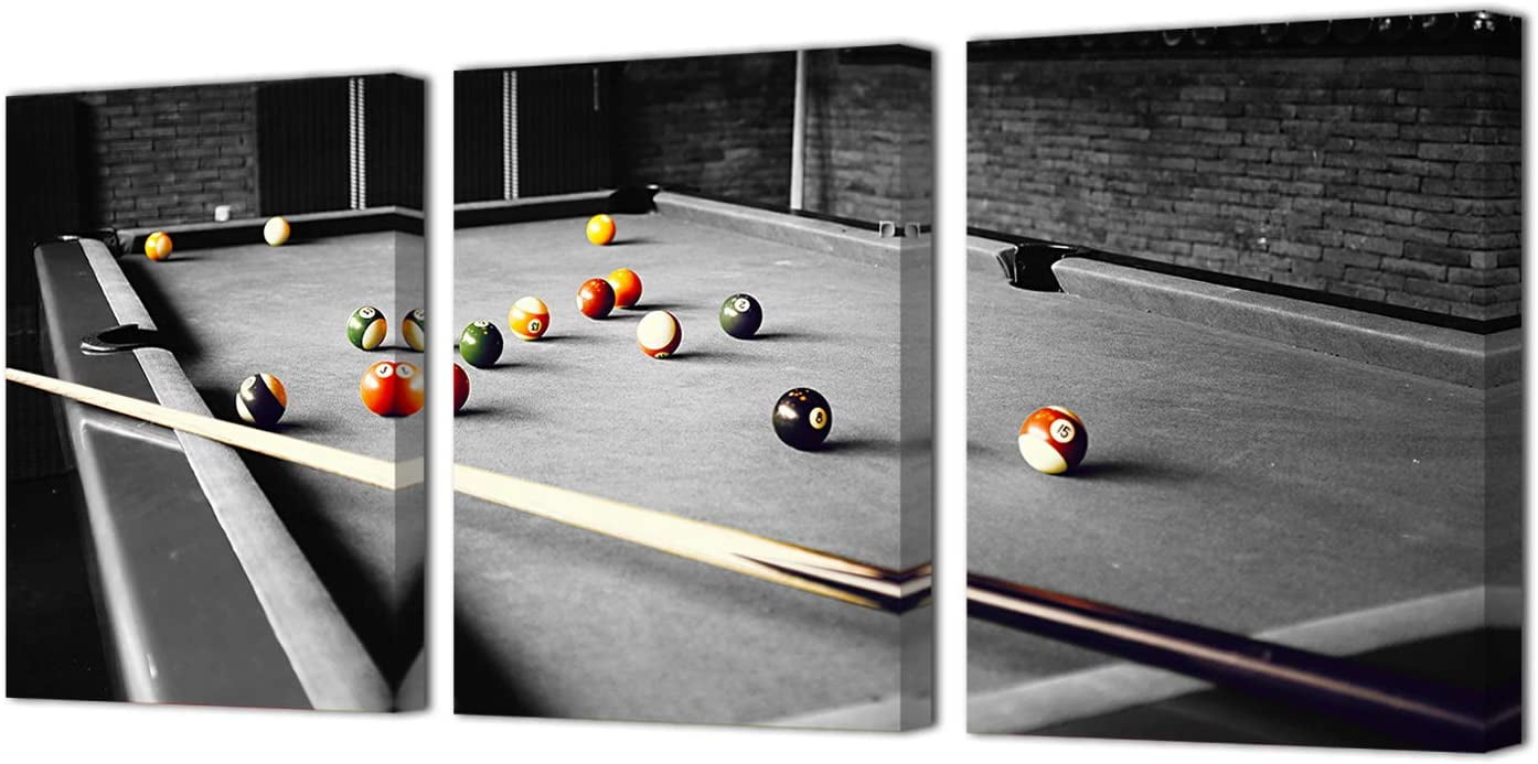 Billiards Pictures Art Print on Canvas Pool Room Wall Decor Framed Prints Gallery Wrap Ready to ...