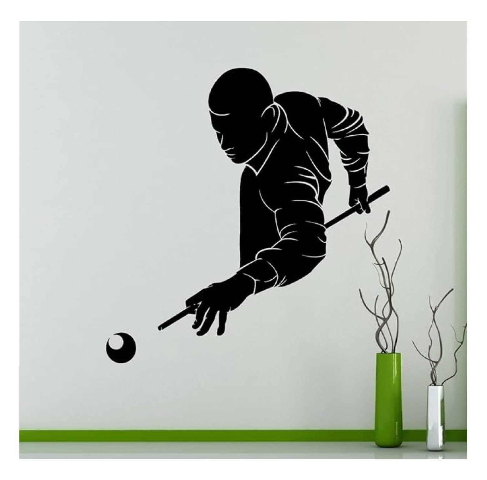 Billiards Player Wall Decal Pool Sport Game Vinyl Sticker Home Decor ...