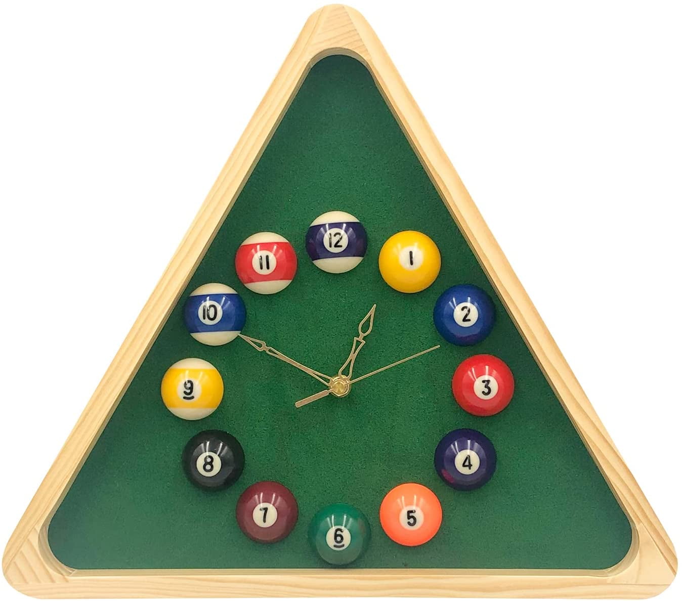 Billiards Pool Ball Clock - 14Inch Triangle Pool Table Cool Wall Clock ...