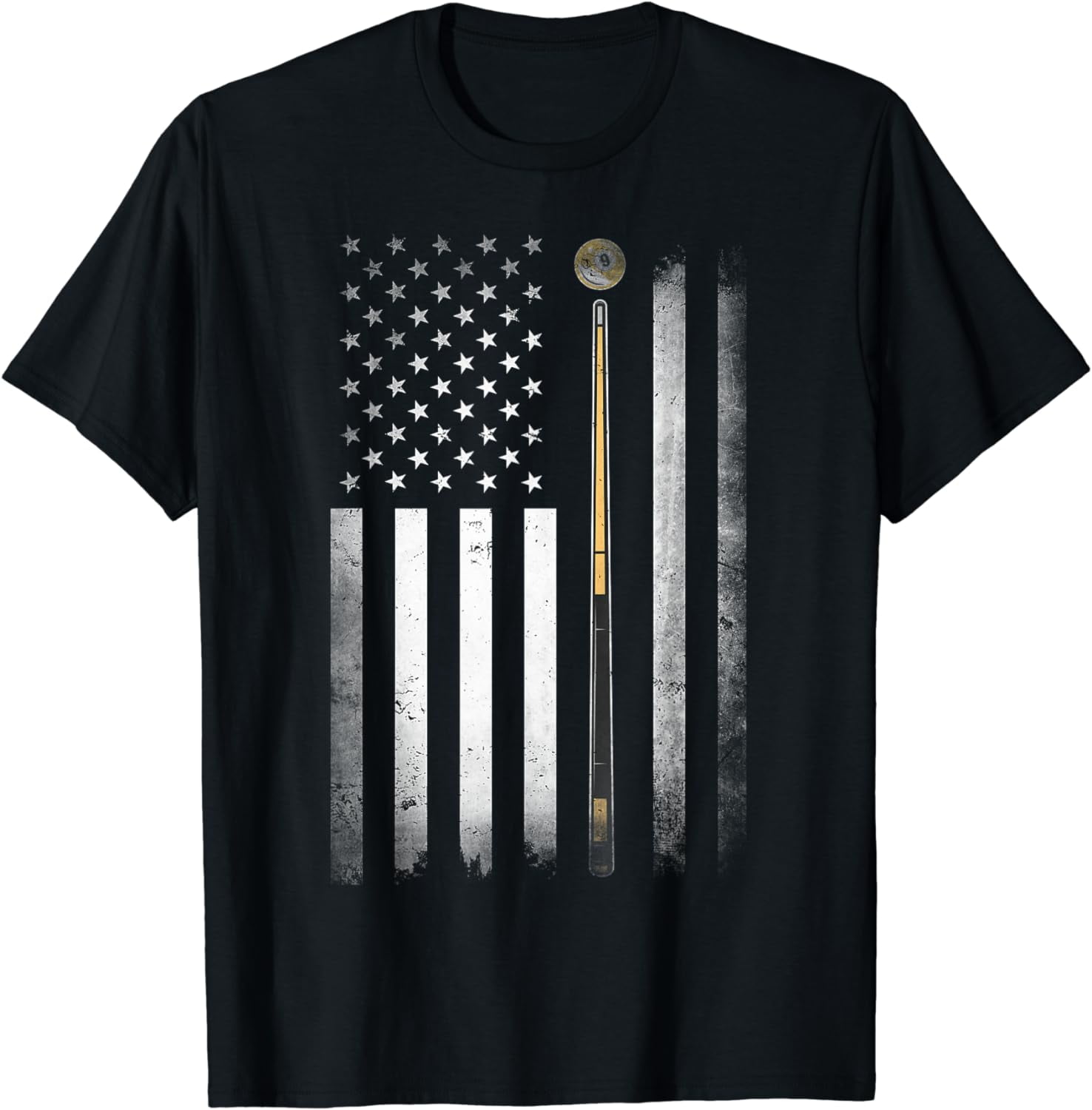 Billiards Pool Player Table USA US American Flag Cotton T-Shirt ...