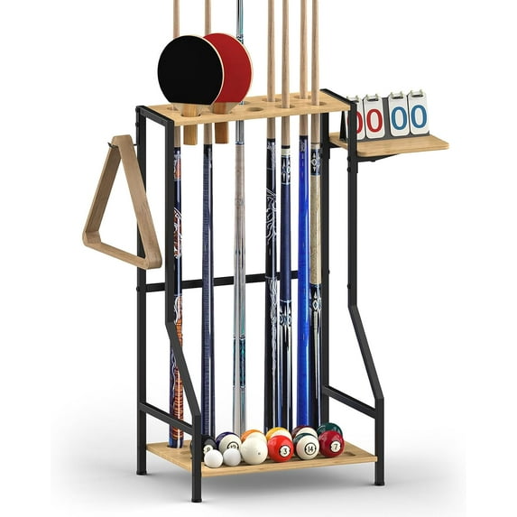 Billiards Pool Stick Holder - Floor Stand Pool Cue Rack Hold up to 10 ...