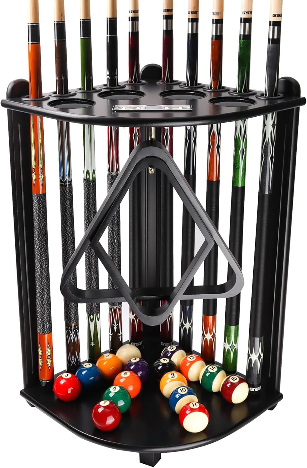 Billiards Pool Stick Holder Only, Corner-Style Floor Stand Pool Cue Racks with Score Counters ...
