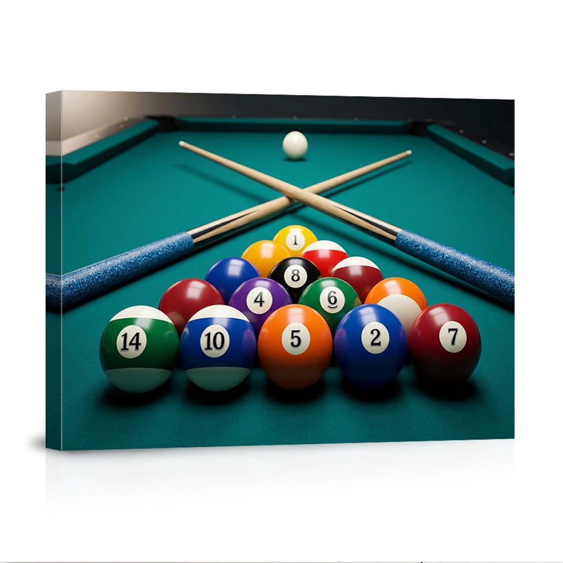 Billiards Pool Table With Crossed Cues Game Room For Man Cave Bar Home ...