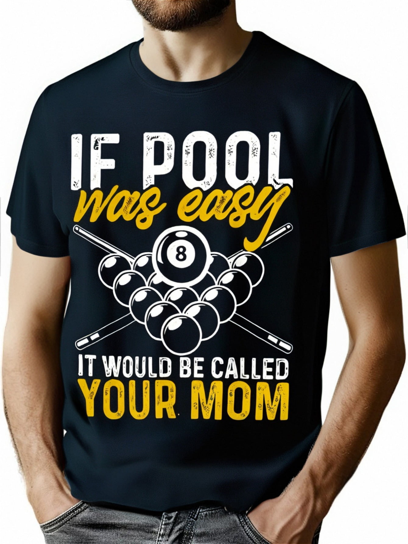 [Billiards Print Cotton Tee] Graphic Billiards Print Cotton T-shirt ...