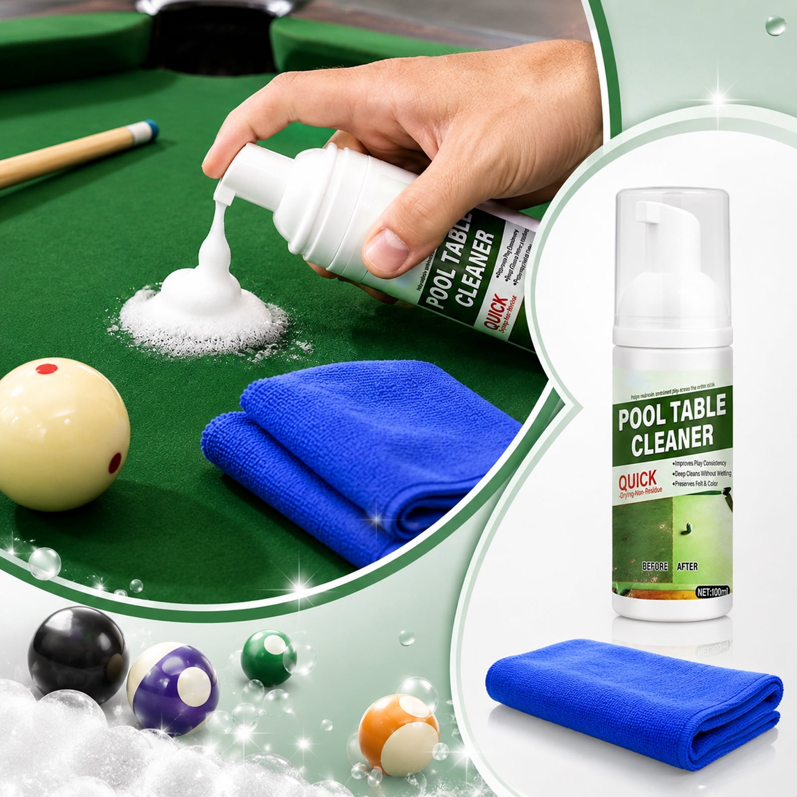 Billiards Room Surface Solution, Pool Stain Remover for Table Felt ...