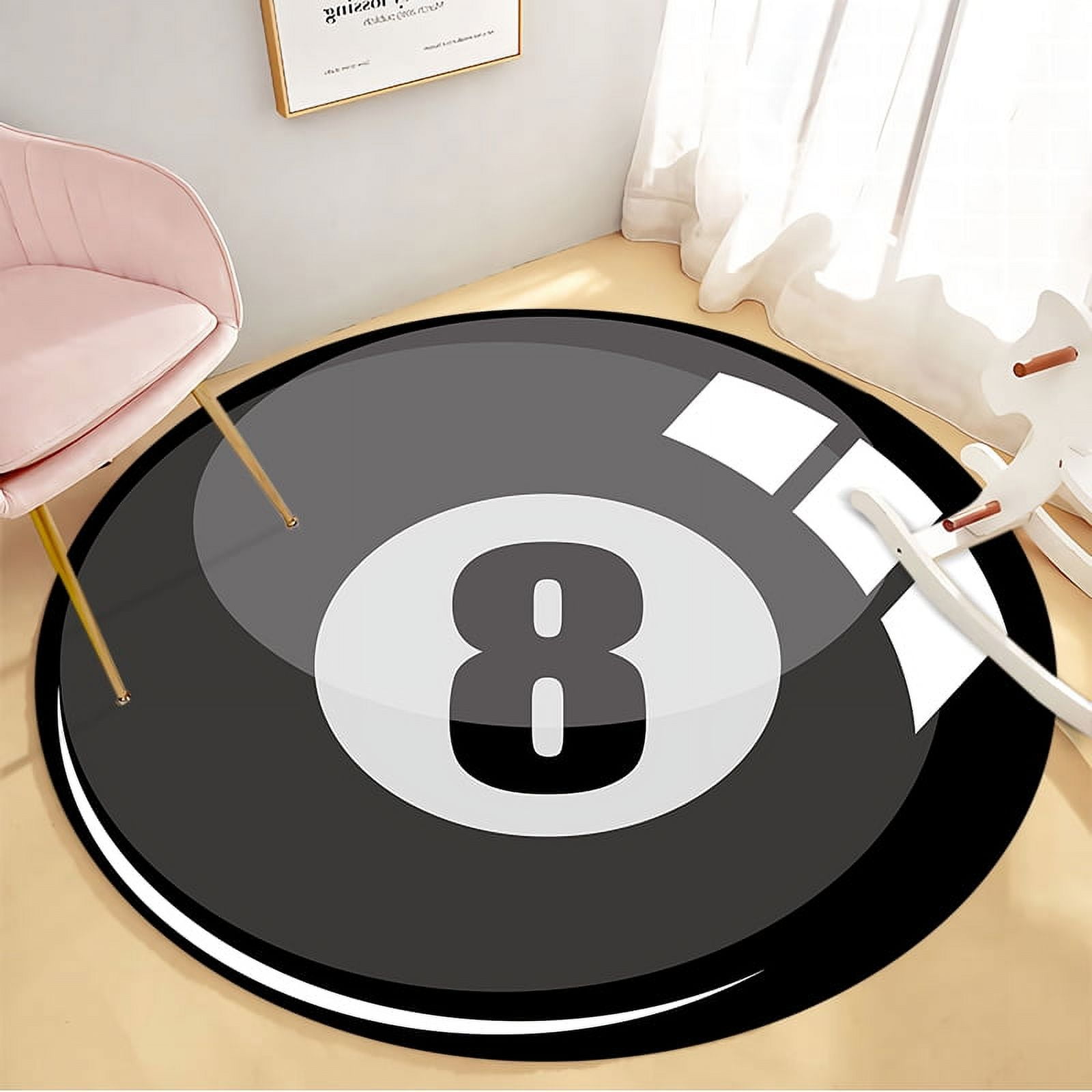 Billiards Round Carpet Floor Mat Retro Black Hip Hop Carpets for Bed ...