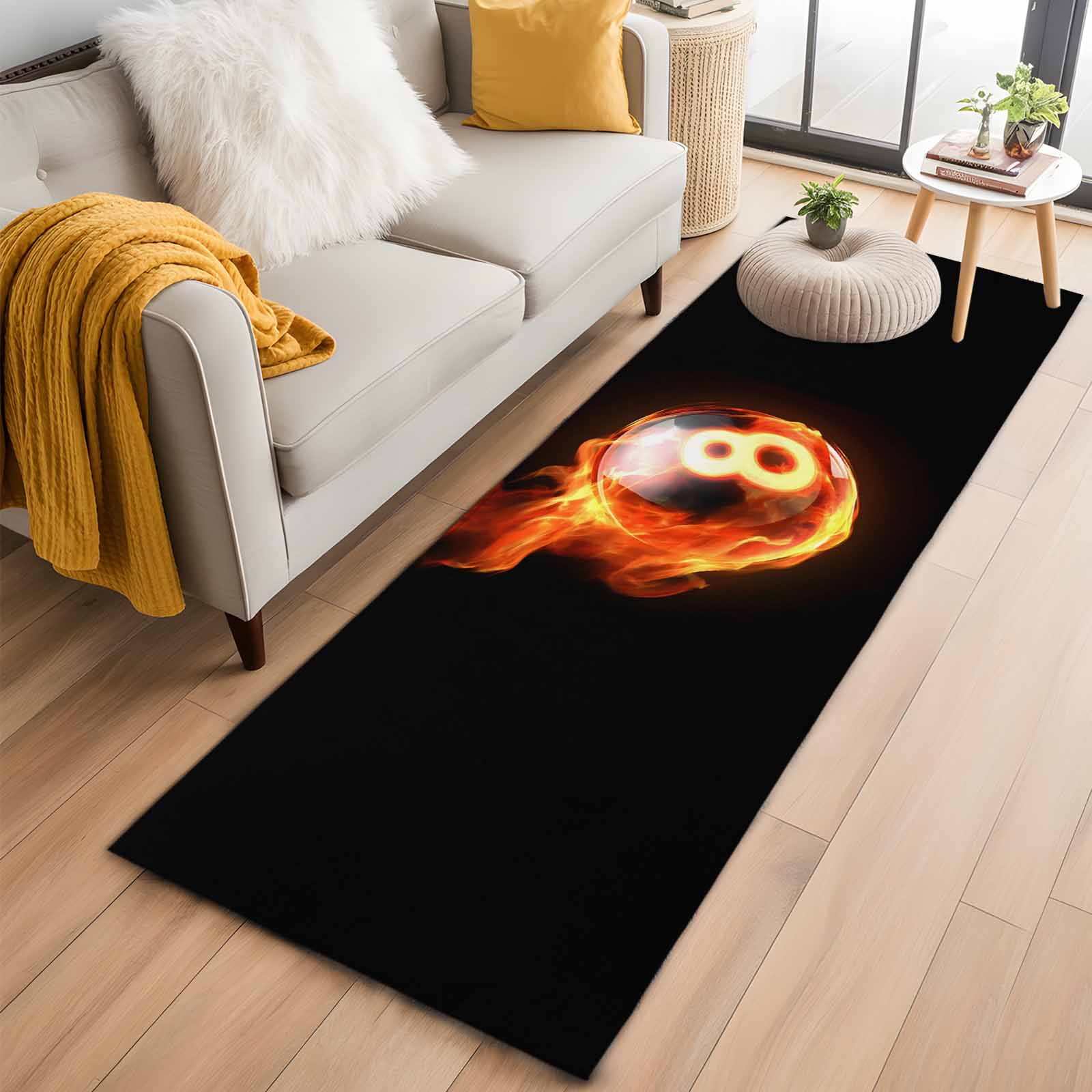 Billiards Runner Rug 2x6 FT,Non Slip Hallway Rugs,Modern Buruning Flame ...