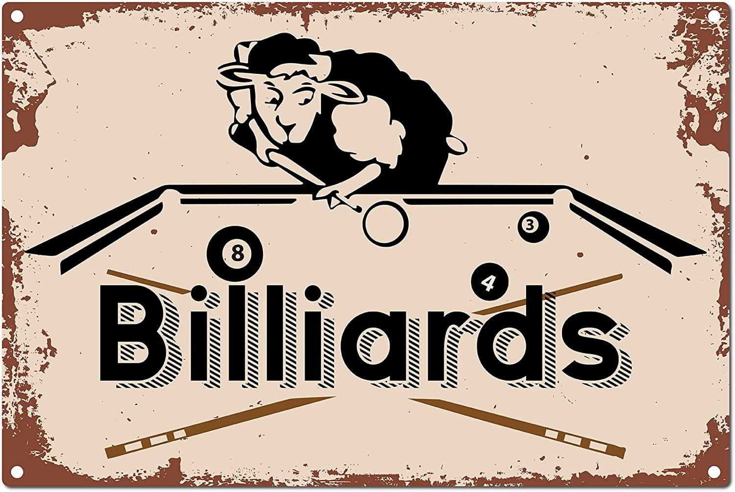 Billiards Signs Vintage Tin Plate Billiards Metal Sign Playing Balls ...